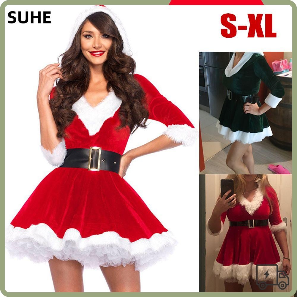 LUCKY-SUHE Mrs Santa Claus Dress Ladies Party Club Sweet Santa Mini ...
