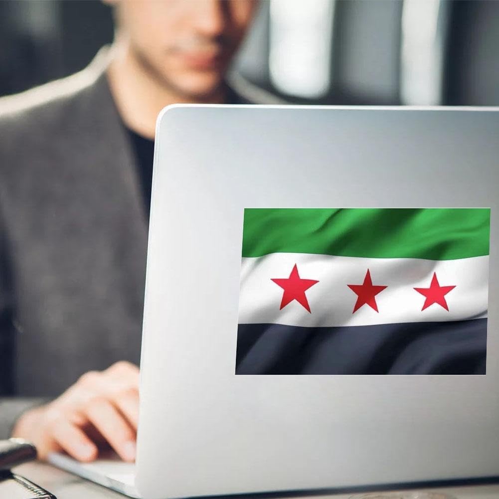 Syria Flag Stickers, Syrian Republic Flag Sticker Rectangle Bumper ...