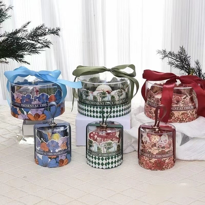Acrylic Gift Box Round Wedding Bridesmaid Gift Box Transparent Gift ...