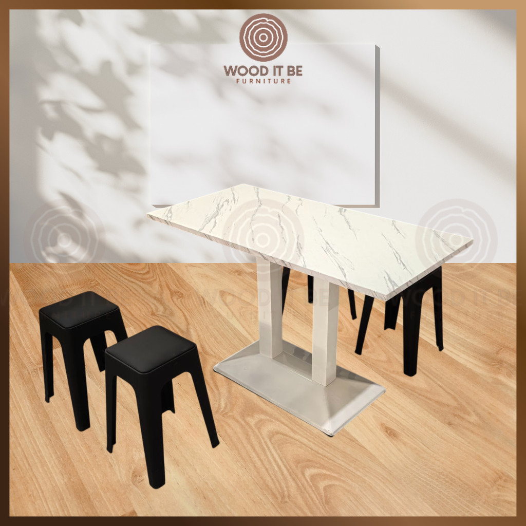 Wooditbe1+4 Wood Top Cafe Table Dining Table Set 75cm Meja Kafe ...