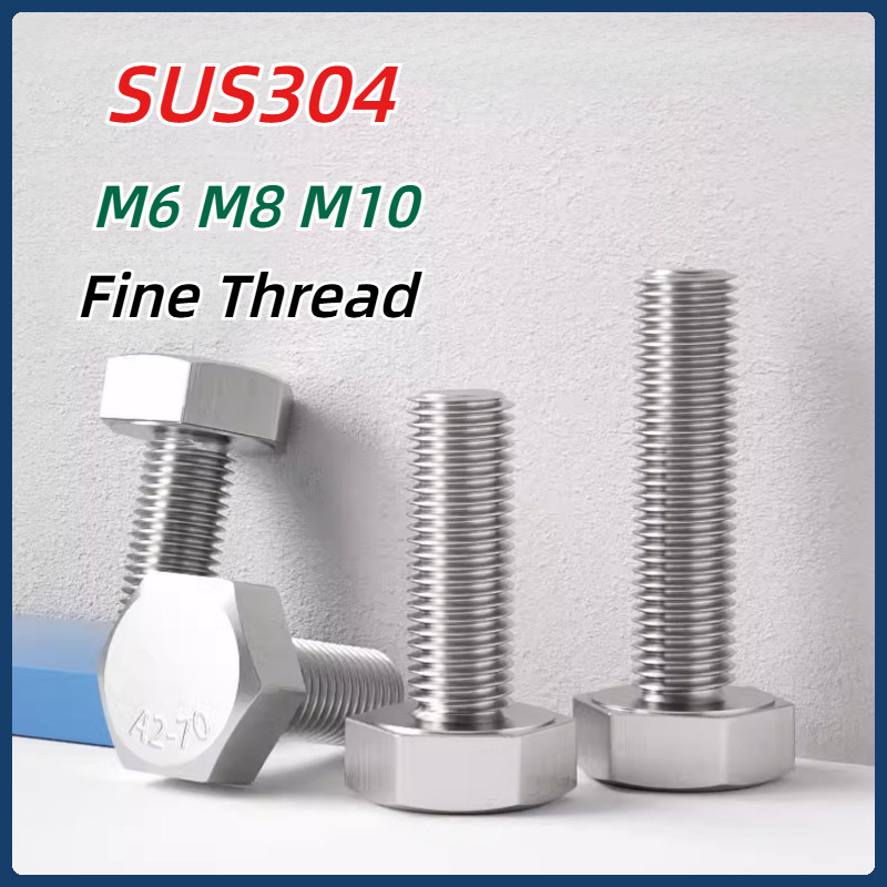[MX1] Bolt Hex Benang Halus / 304 Stainless Steel Fine Thread External ...