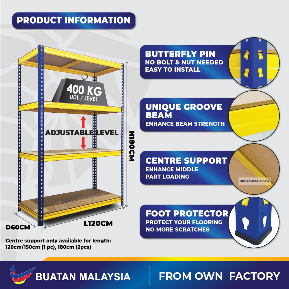 🐘[FREE SHIPPING] HYPERACK™️ Boltless Rack 5 Levels Shelf Rack Storage Rack Rak Dapur Rak Besi ...