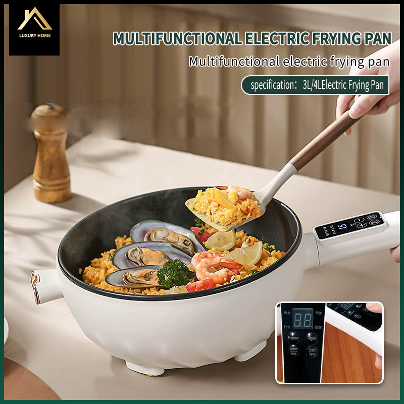 🔥4L/3L🔥Multifunction Electric Frying Pan Gear Adjustable Non-Stick Wok ...