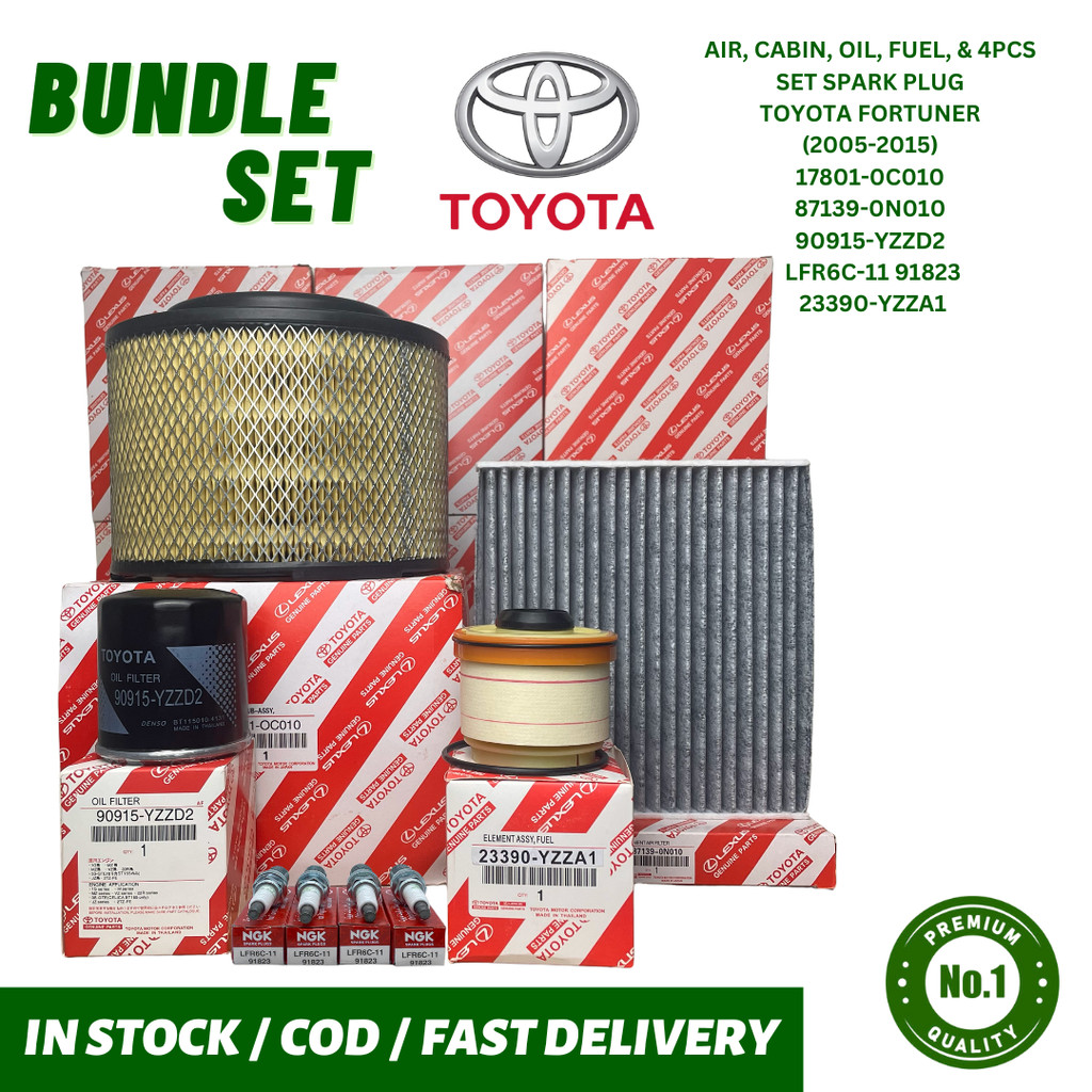 AIR, CABIN, OIL, FUEL, & 4PCS SET SPARK PLUG for TOYOTA FORTUNER (2005 ...