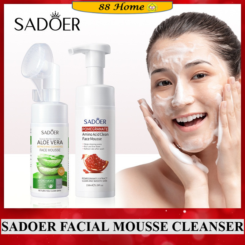 ️88Home ️ SADOER Cleansing mousse Aloe vera Red Pomegranate amino acid cleanser with brush head ...