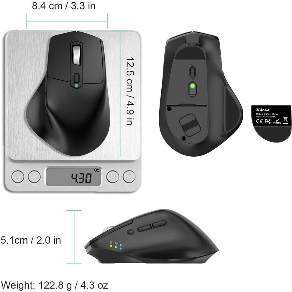 Wireless Bluetooth Mouse Multi-Device Ergonomic 2.4G Wireless Mouse ...