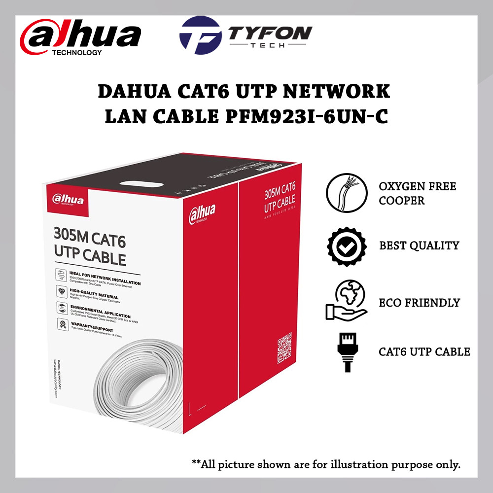 Dahua CAT6 UTP LSZH CPR E Network Lan Cable Oxygen Free Cooper 305M PFM923I-6UN-C (1 Box ...