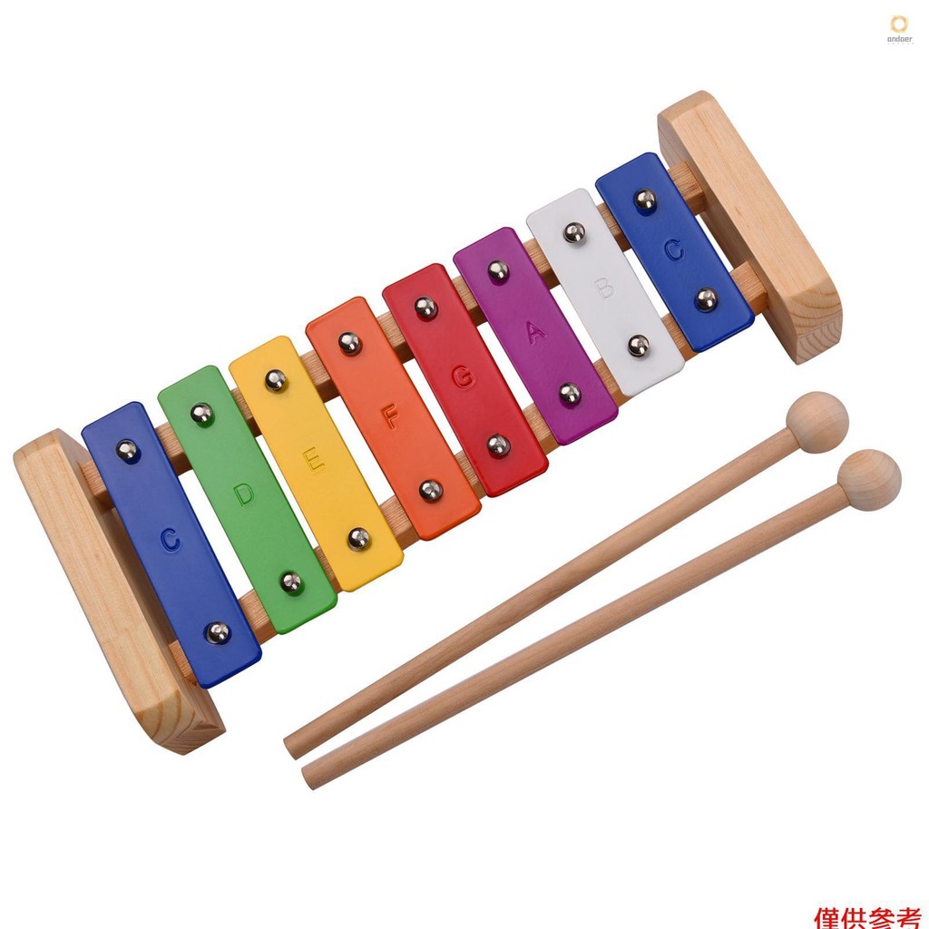 Wood Pine Xylophone 8-Note C Key Percussion Toddle Kid Musical Toy ...