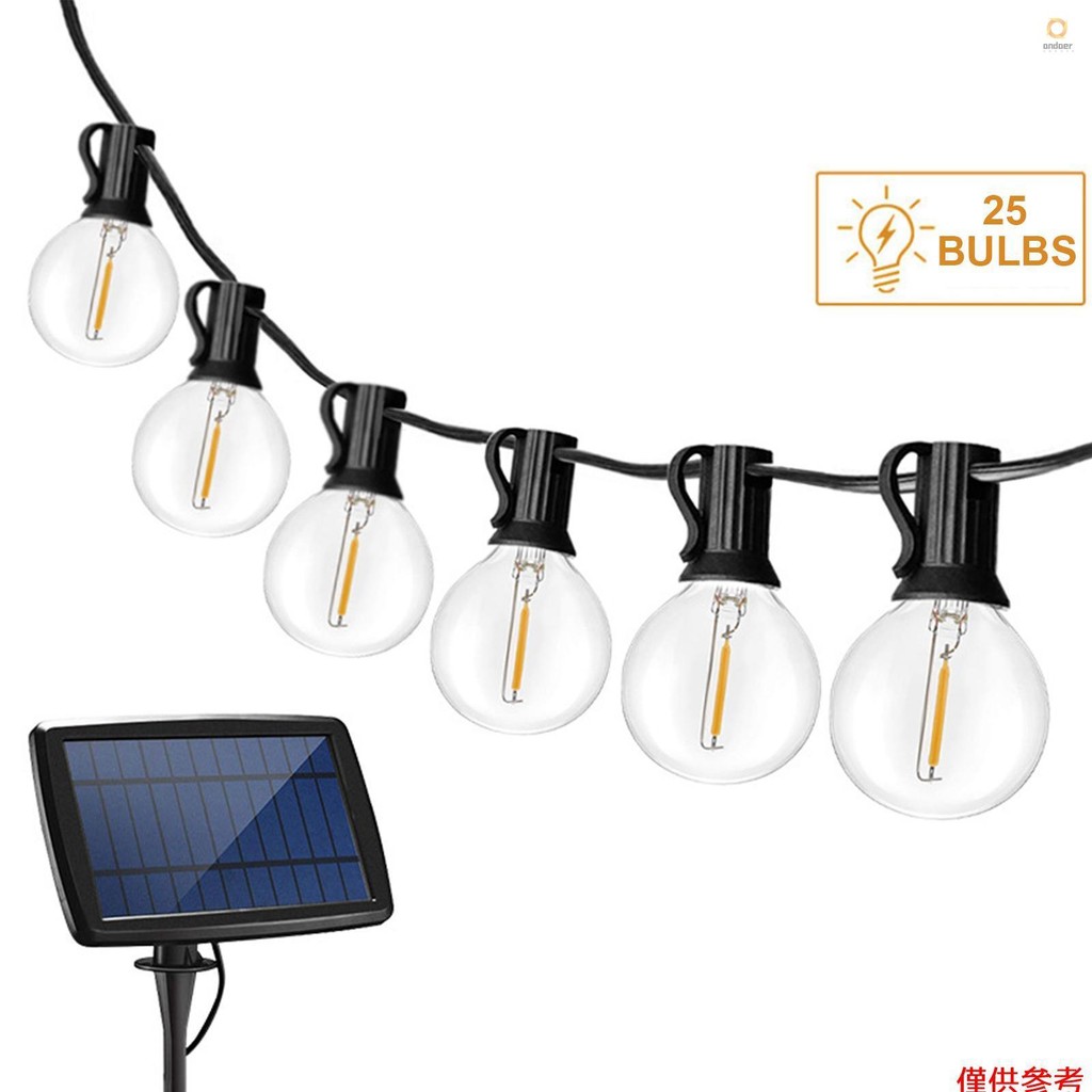 25 LED Solar String Lights Warm White Weatherproof Hanging Bulbs Garden ...