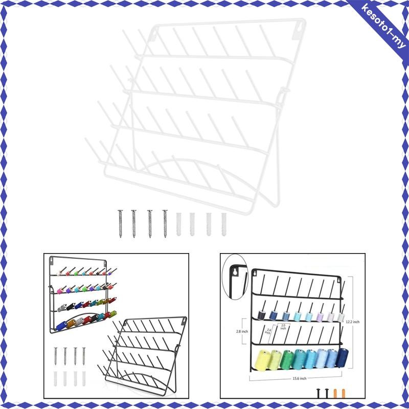 [KesotoafMY] 32 Spool Sewing Thread Rack Holder Sturdy Metal Thread ...