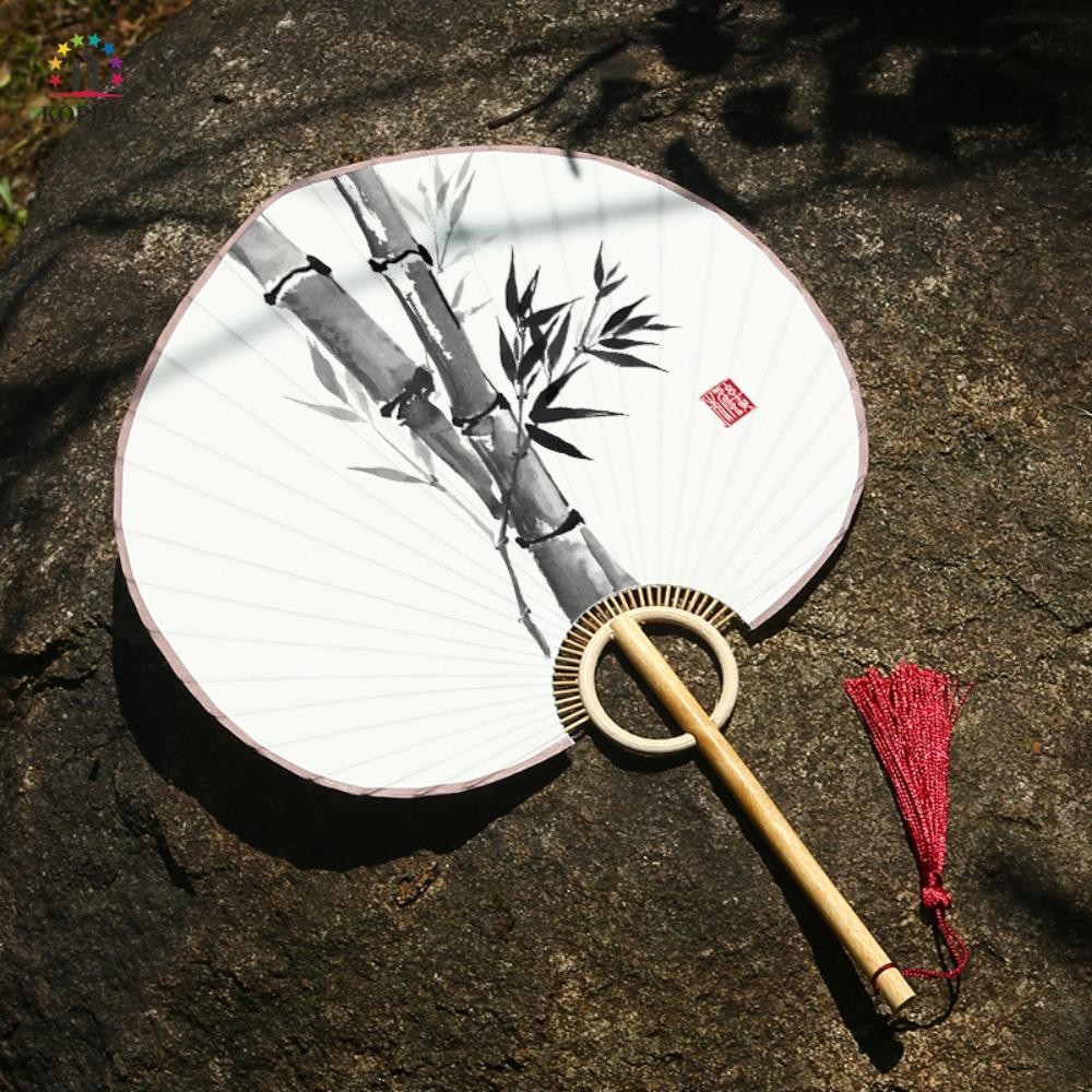 WILLIS DIY Xuan Paper Fan, Bamboo Handle Handmade Japanese Style DIY Fan, Art Supply Classical ...