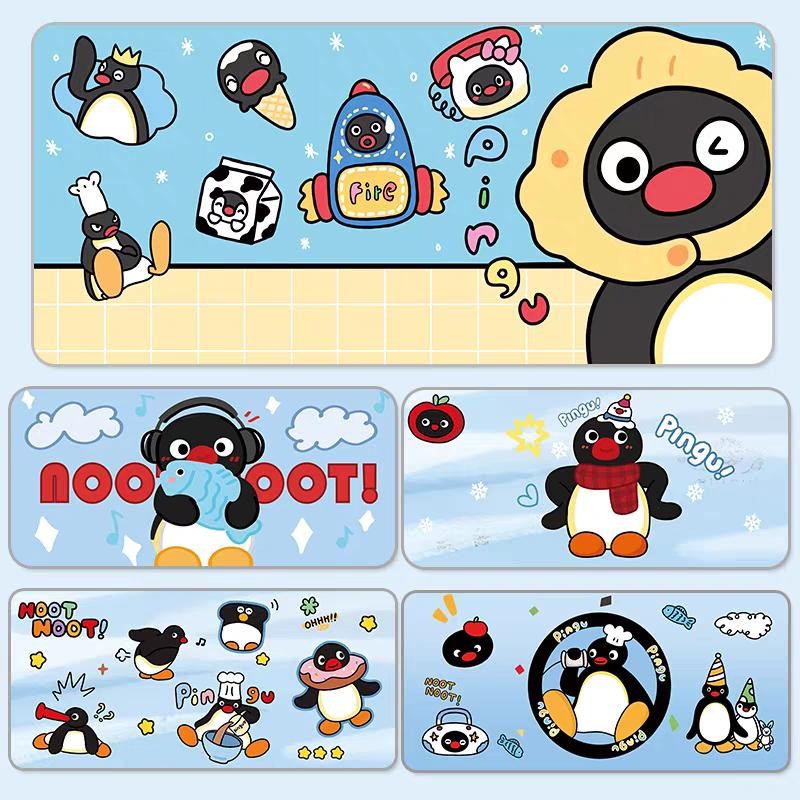 Desk Mat Cartoon Pingu Penguin Large Desk Writing Pad for Kids Girls ...