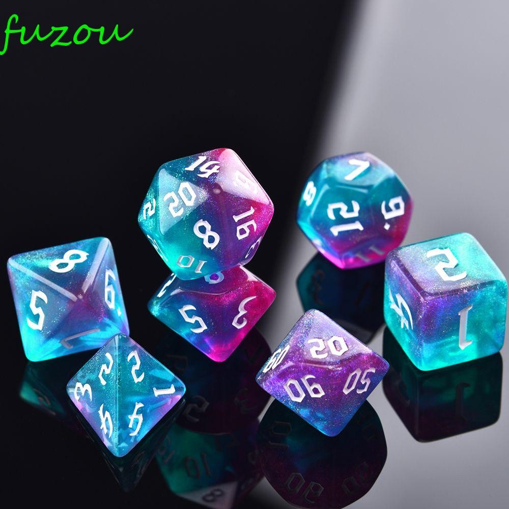 FUZOU Iridescent Glitter Polyhedral Dice DND Enthusiast RPG Adventurer ...