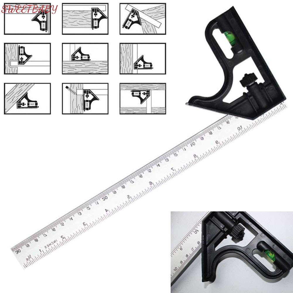 90° Combination Angle Square Metric Angle Finder & Protractor Ruler ...