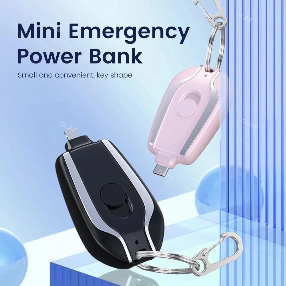 Portable Keychain Charger | 1500mAh Type-C Ultra-Compact Mini Battery ...