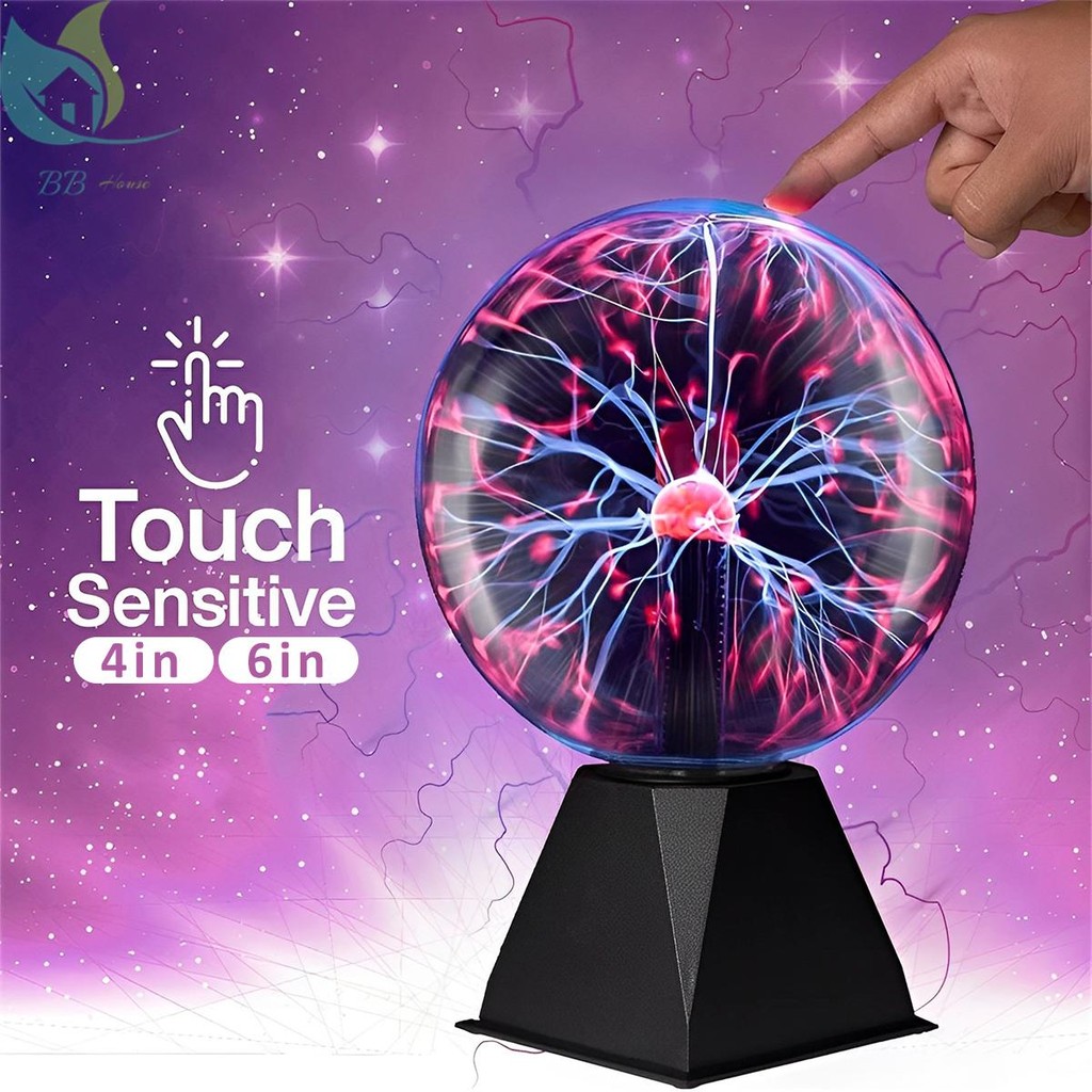 Plasma Ball Light 4/6inch Glass Plasma Ball Lamp Voice Control ...
