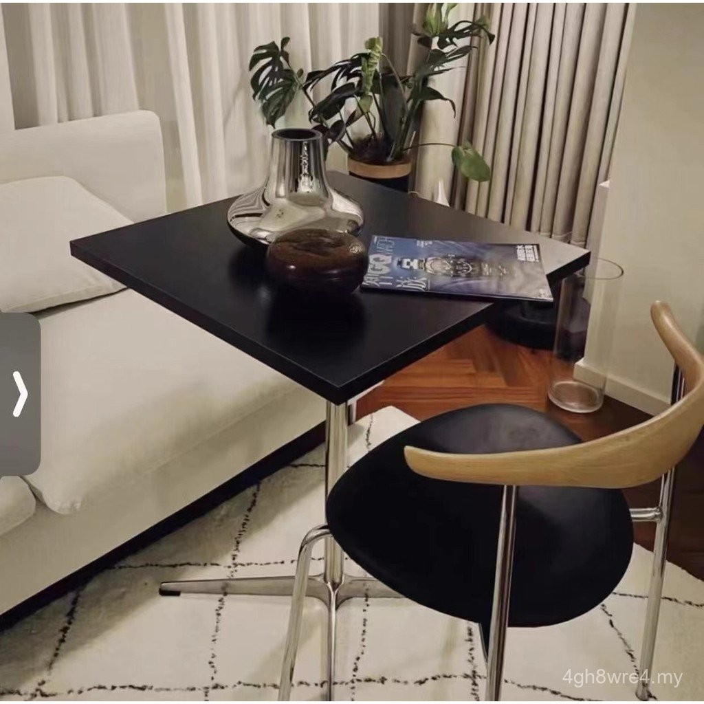 Pereka Nordic meja persegi hitam kayu pepejal kuno Bauhaus minuman ...