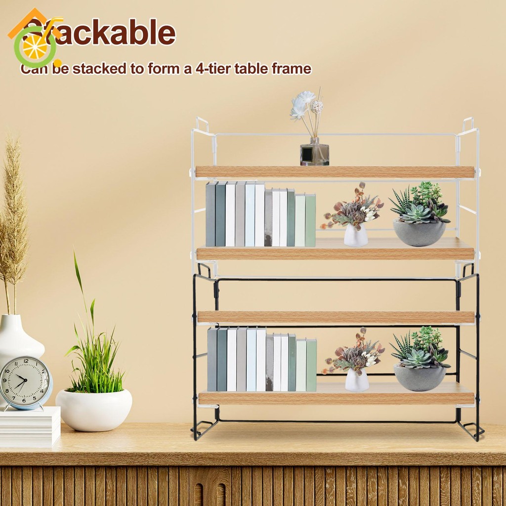 Desktop Organizer Shelf Height Adjustable Desktop Shelf Stand Stackable ...