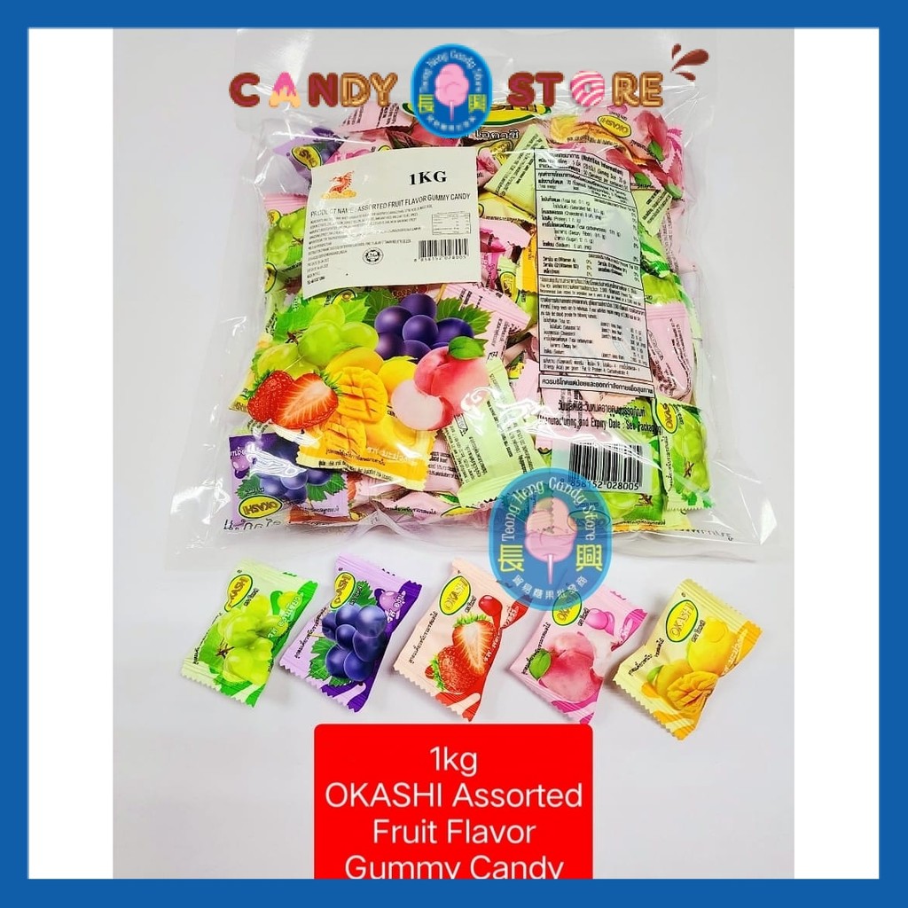 OKASHI (10pcs/50pcs/1kg) Assorted Fruit Flavor Gummy Candy HALAL ...