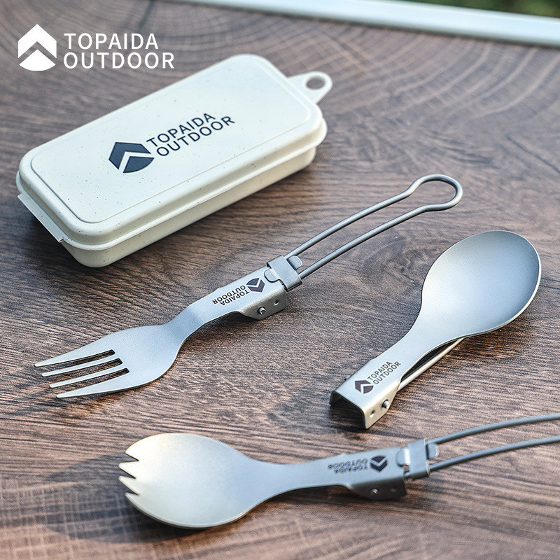Pure Titanium Outdoor Portable Multifunctional Fork Spoon Camping ...