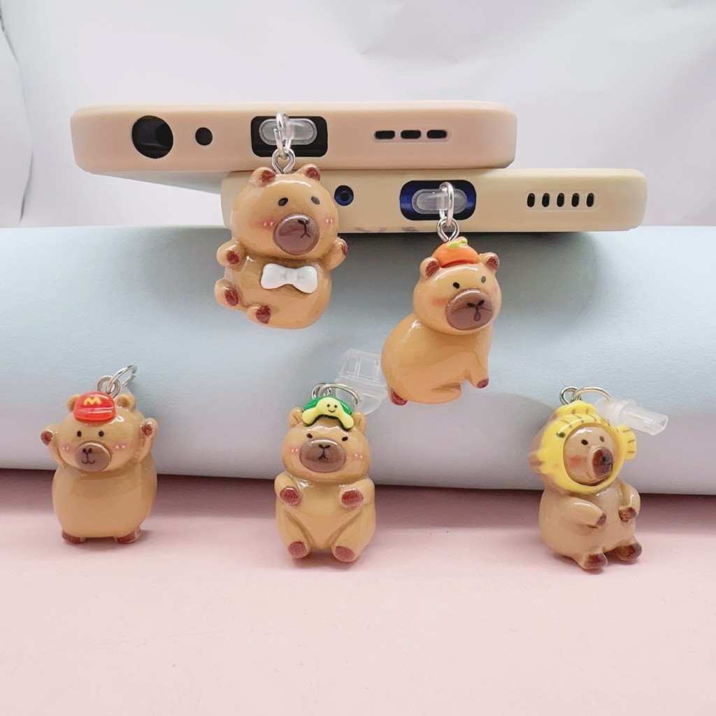 cute capybara anti dust plug phone charm accessories android dust plug ...