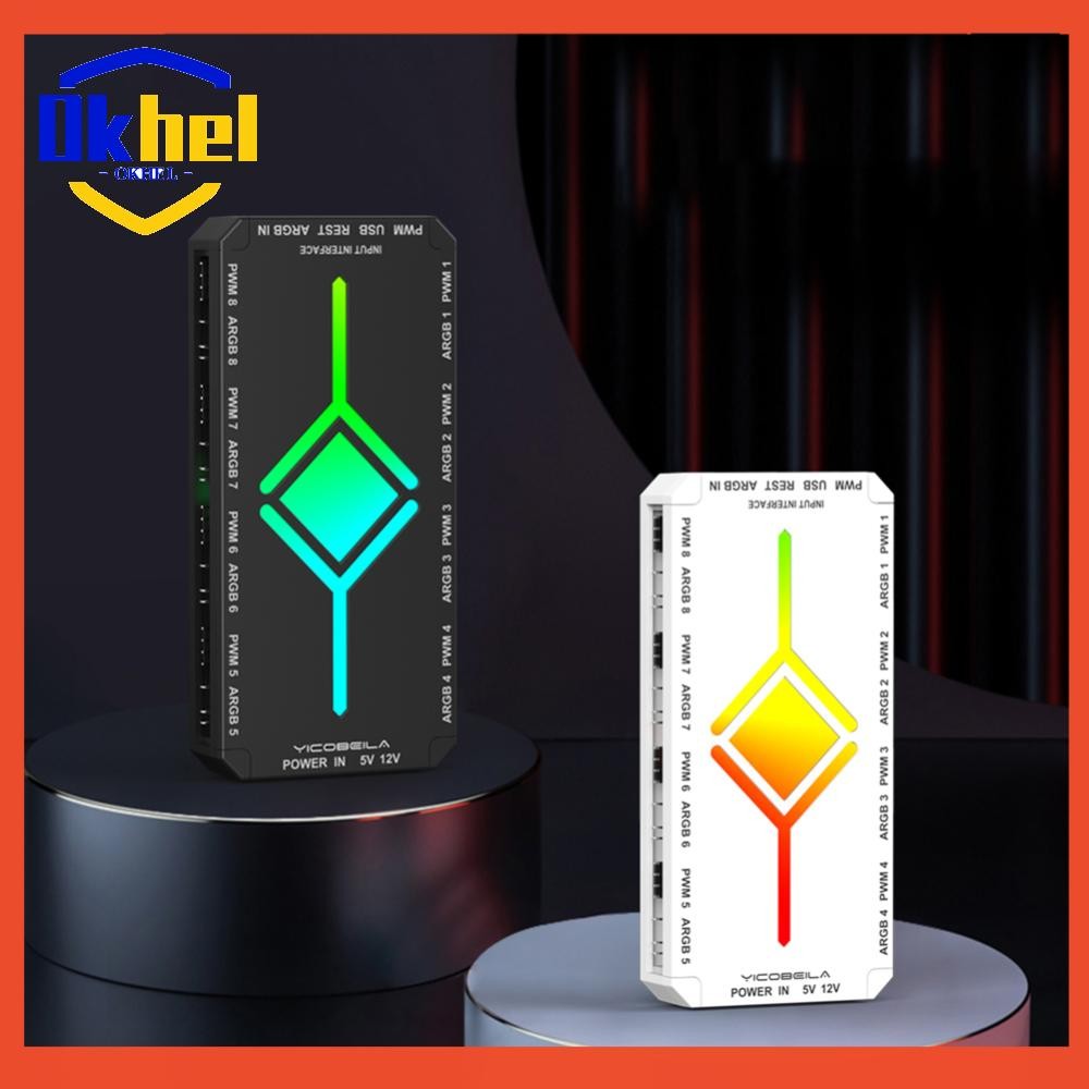 [Okhello.my] 5V 3PIN ARGB 4PIN PWM Hub ARGB Fan Controller SATA Powered ...