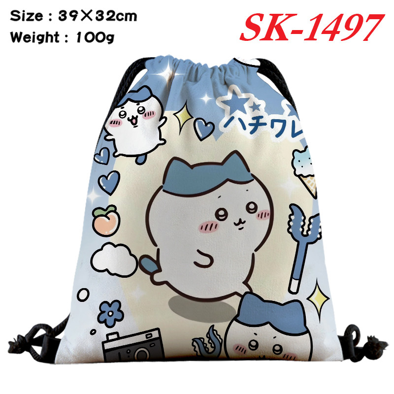 Chiikawa Color Cartoon Casual Canvas Student Bag Kids Drawstring ...