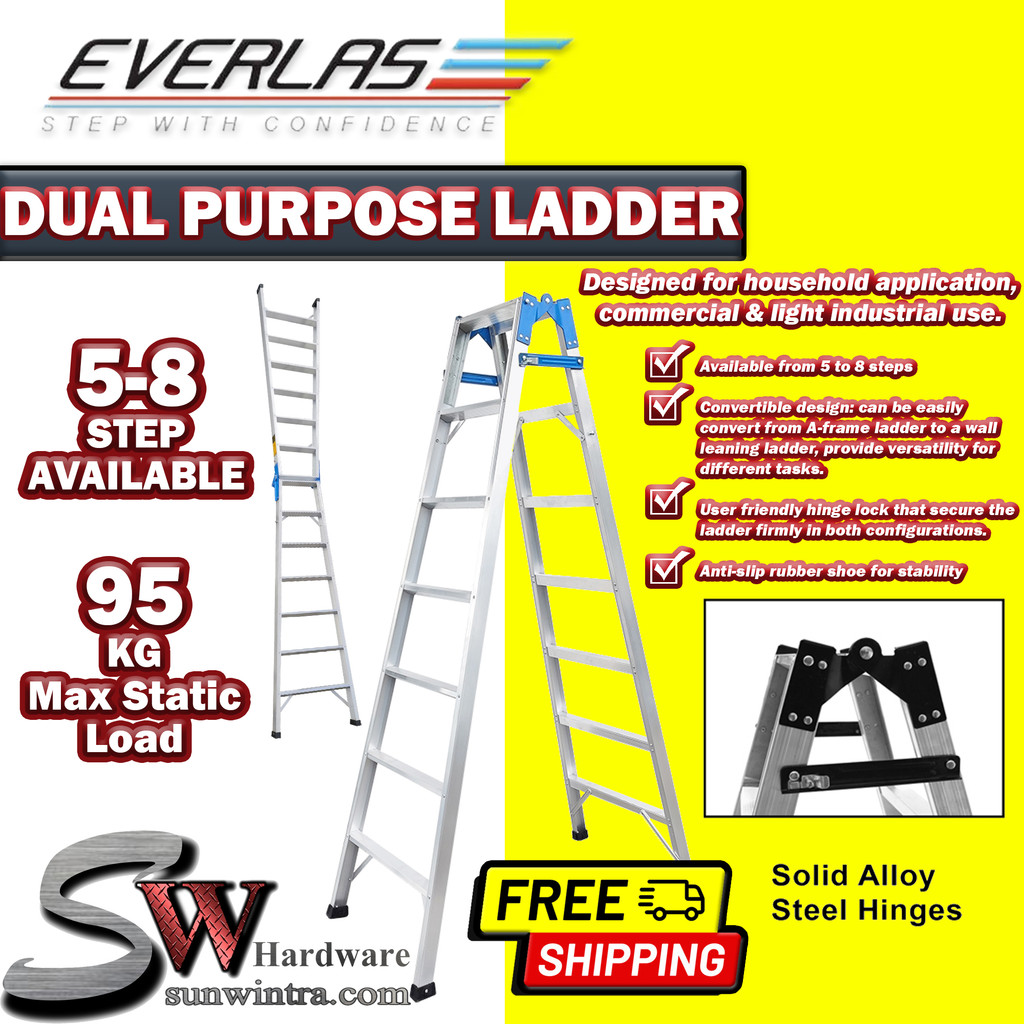 [FREE SHIPPING] EVERLAS DUAL PURPOSE LADDER 5 - 8 STEP AVAILABLE 双用楼梯 ...