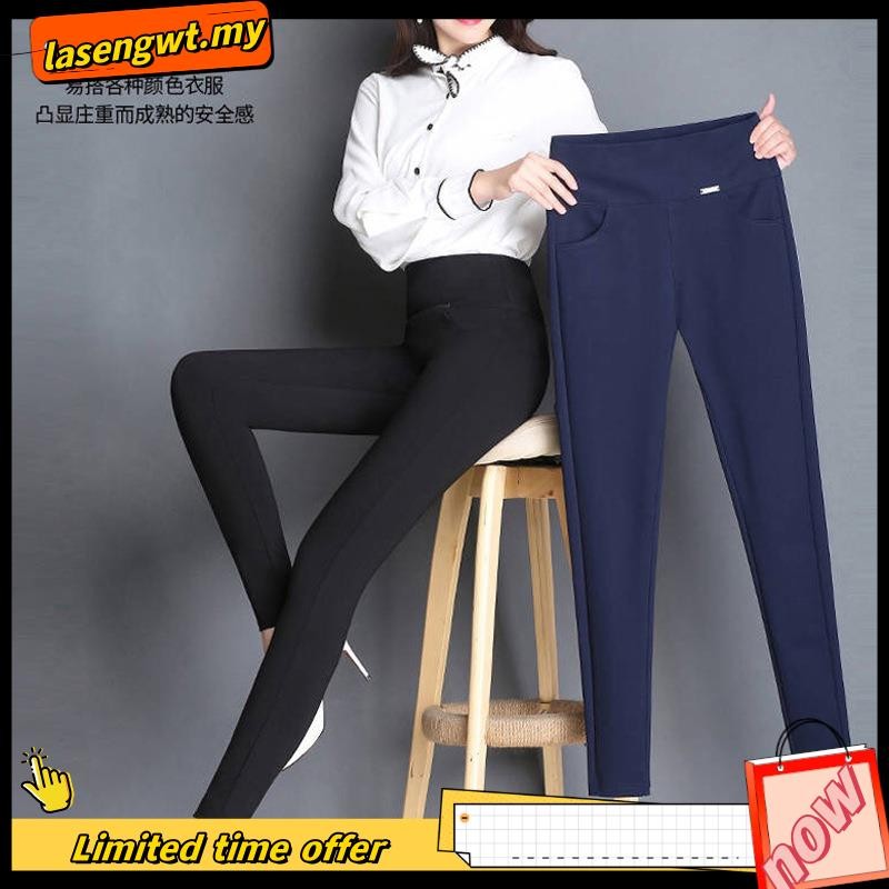 Women's Long Pants Leeging High Waist Elastic Cotton Vintage Black ...