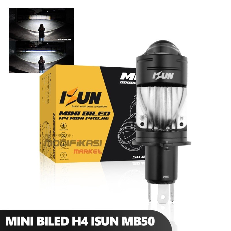 ISUN Mini BILED MB50 H4 LED Lamp Projie Mini Projector Lens 50W Car ...