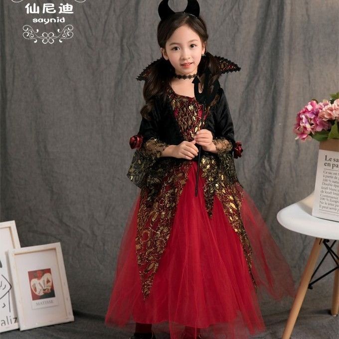 Children Halloween Costume Girls Vampire Princess Dress Devil Children ...