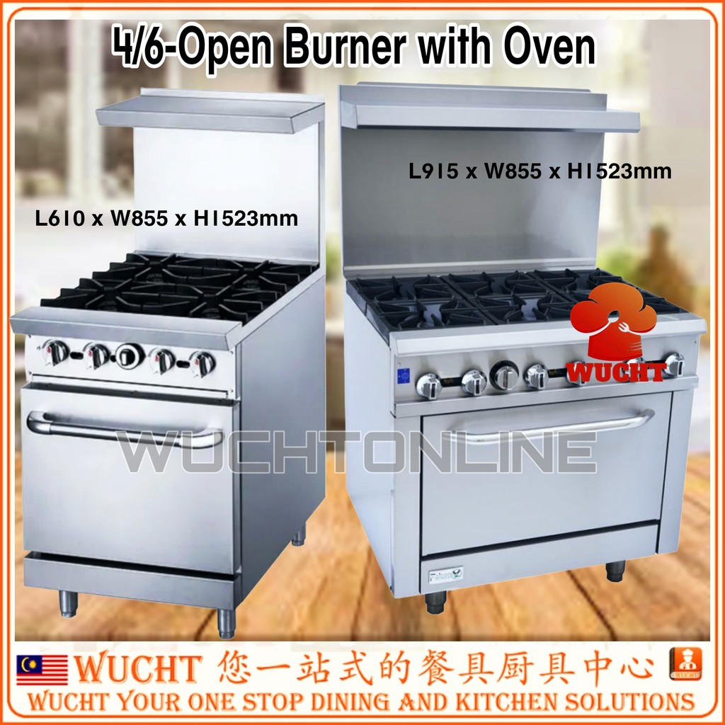 【WUCHT】Commercial Open Burner with Oven 4 Open Burner 6 Open Burner Gas ...