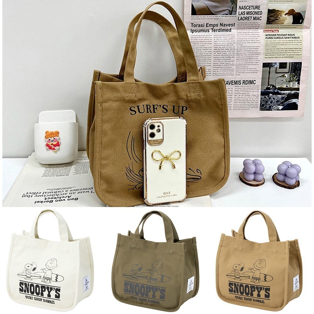 [LUMY] Snoopy Canvas Tote Bag Multifunctional Large Capacity Portable ...