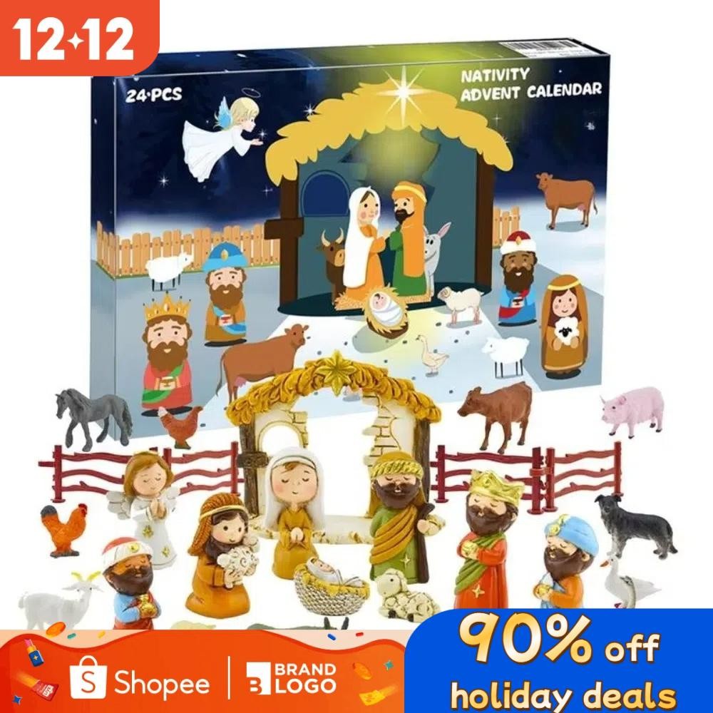 1ONLYTWO Advent Calendar, Nativity Scene 24 Days Christmas Countdown ...