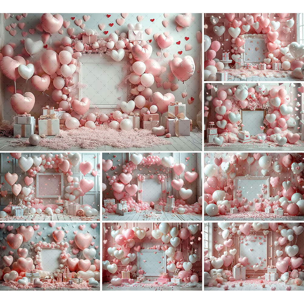 Photography Background Valentine's Day Panel Wall Floral Love Heart ...