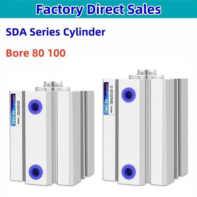Air Pneumatic Cylinder SDA Compact Cylinder Bore 80 100mm Stroke 5 10 ...
