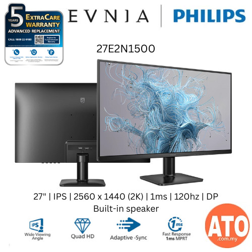 Evnia By Philips 27" IPS 2K 120Hz 1ms Quad HD Monitor (27E2N1500) *5 ...