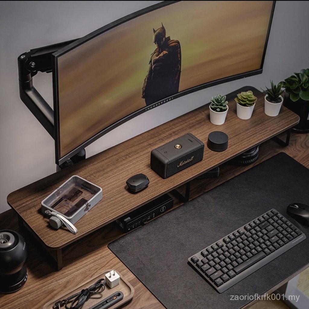 Computer Desktop Solid Wood Storage Heightened Desk Shelf Desktop Shelf ...