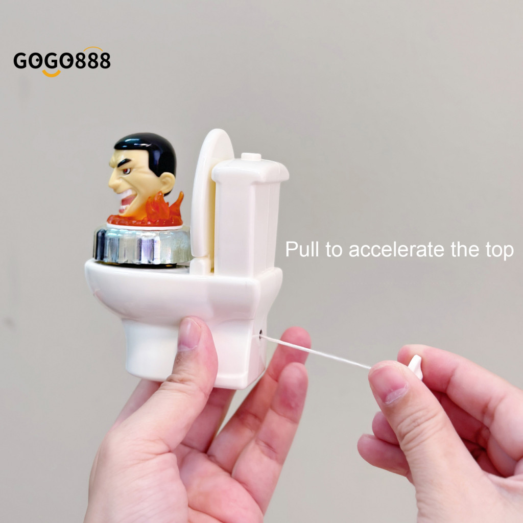 Gox Spinning Top Toy with Toilet Design Pull Rope Mechanism Spinner Toy ...