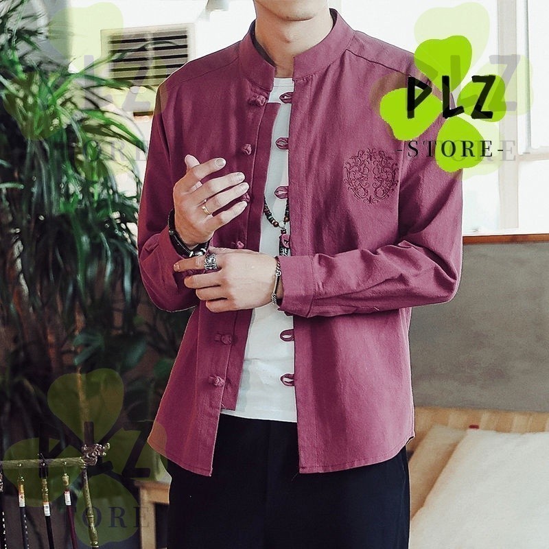 2025 CNY 唐装 Chinese Style Tang Suit Linen Long-Sleeved Shirt Men's ...