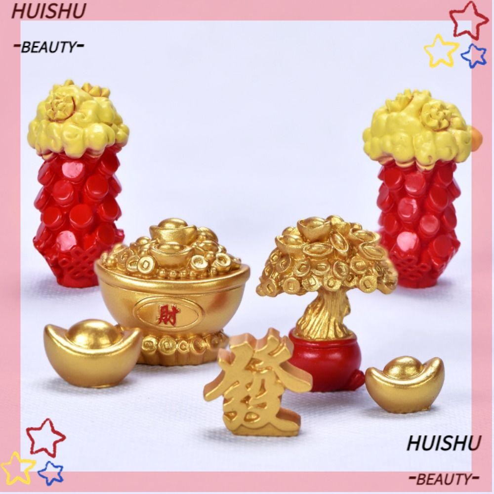 HUISHU Gold Ingot Figurine, Happy Year Chinese Style Welth Lucky Charm ...