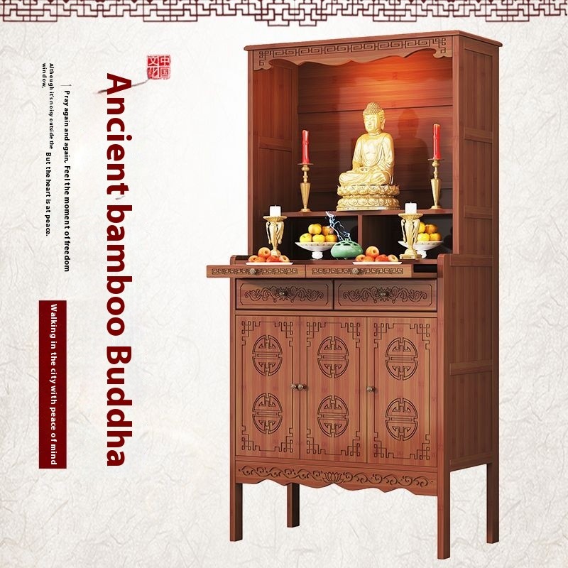 Buddha shrine cabinet family living room Chinese altar God of wealth ...
