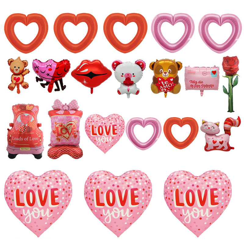 Fashion Valentine's Day Aluminum Film Balloon Hollow Love Rose ...
