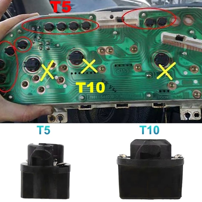 W* 10pcs LED Twist Lock Socket Lamp Holder T5 T10 Lamp Base Light Bulbs ...