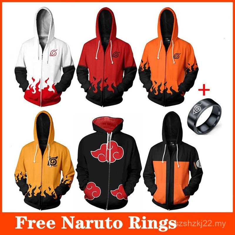 New 3 Anime Naruto Hoodie Uchiha Itachi Zipper Sweater Hokage Cosplay ...