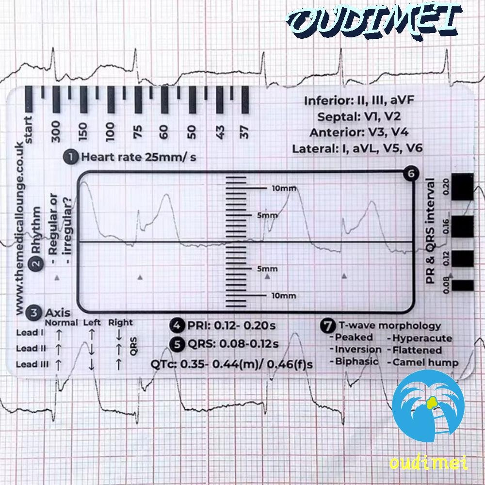 OUDIMEI ECG 7 Step Ruler Card, Portable Pocket with Protective Sheath ...