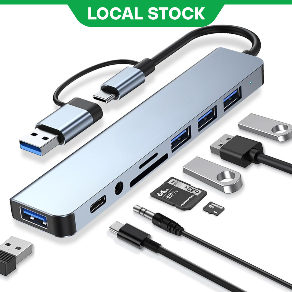 8 IN 1 USB C Hub USB Hub 3.0, Aluminum 8 in 1 USB Splitter with 1 x USB ...