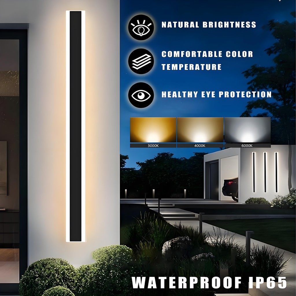 LAMPU DINDING OUTDOOR WALL LIGHT WATERPROOF ANTI RUST BLACK ALUMINUM ...