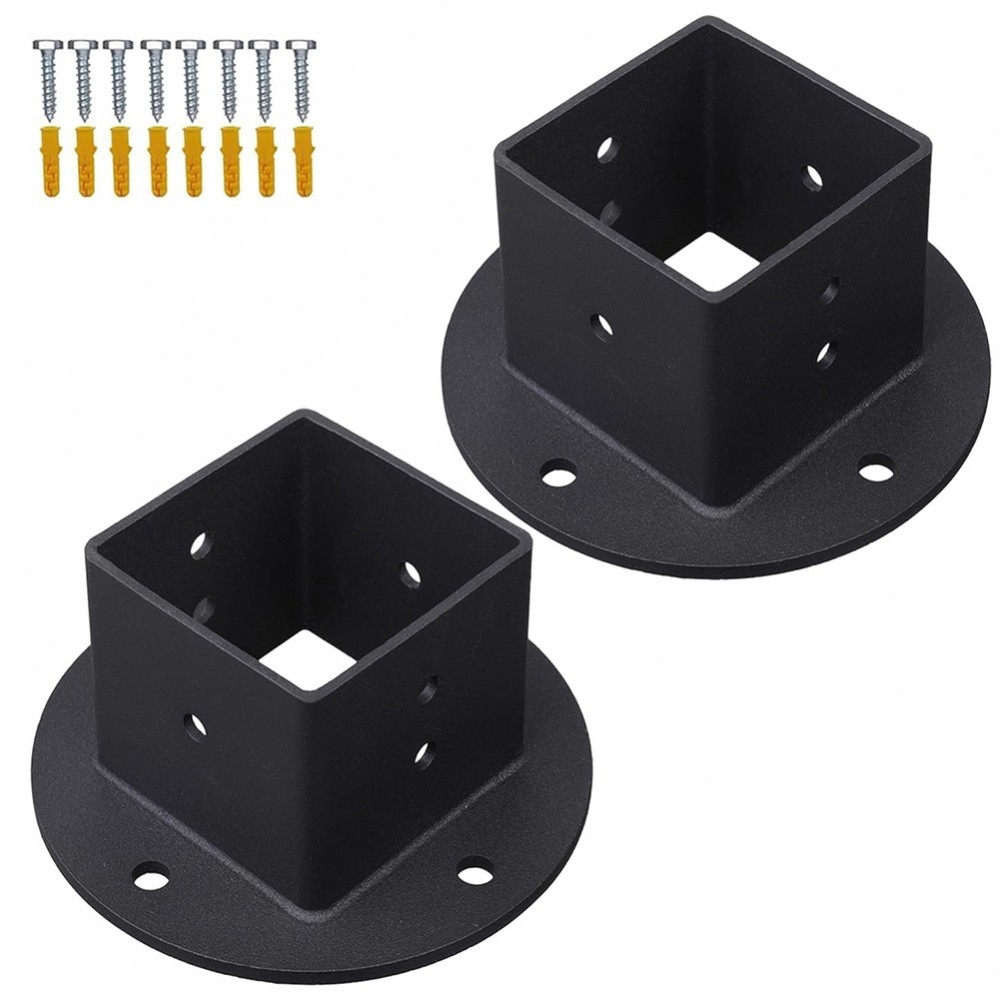 2x2in Metal Flange Bases for Securely Supporting Fence Posts in Various ...