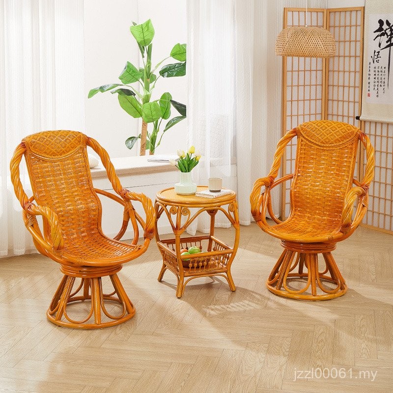 New Style Real Rattan Chair Three-Piece Set Leisure Coffee Table ...